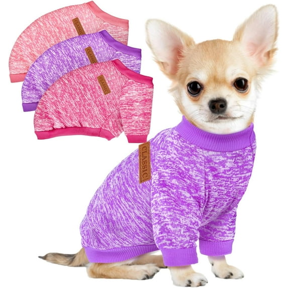 3 Pack Dog Sweaters for Small Dogs Girl Boy Winter Fleece Clothes Warm ...
