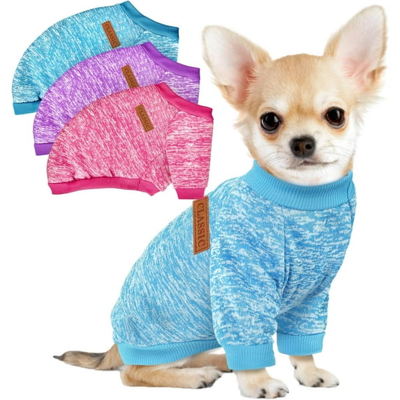 3 Pack Dog Sweaters for Small Dogs Girl Boy Winter Fleece Clothes Warm ...
