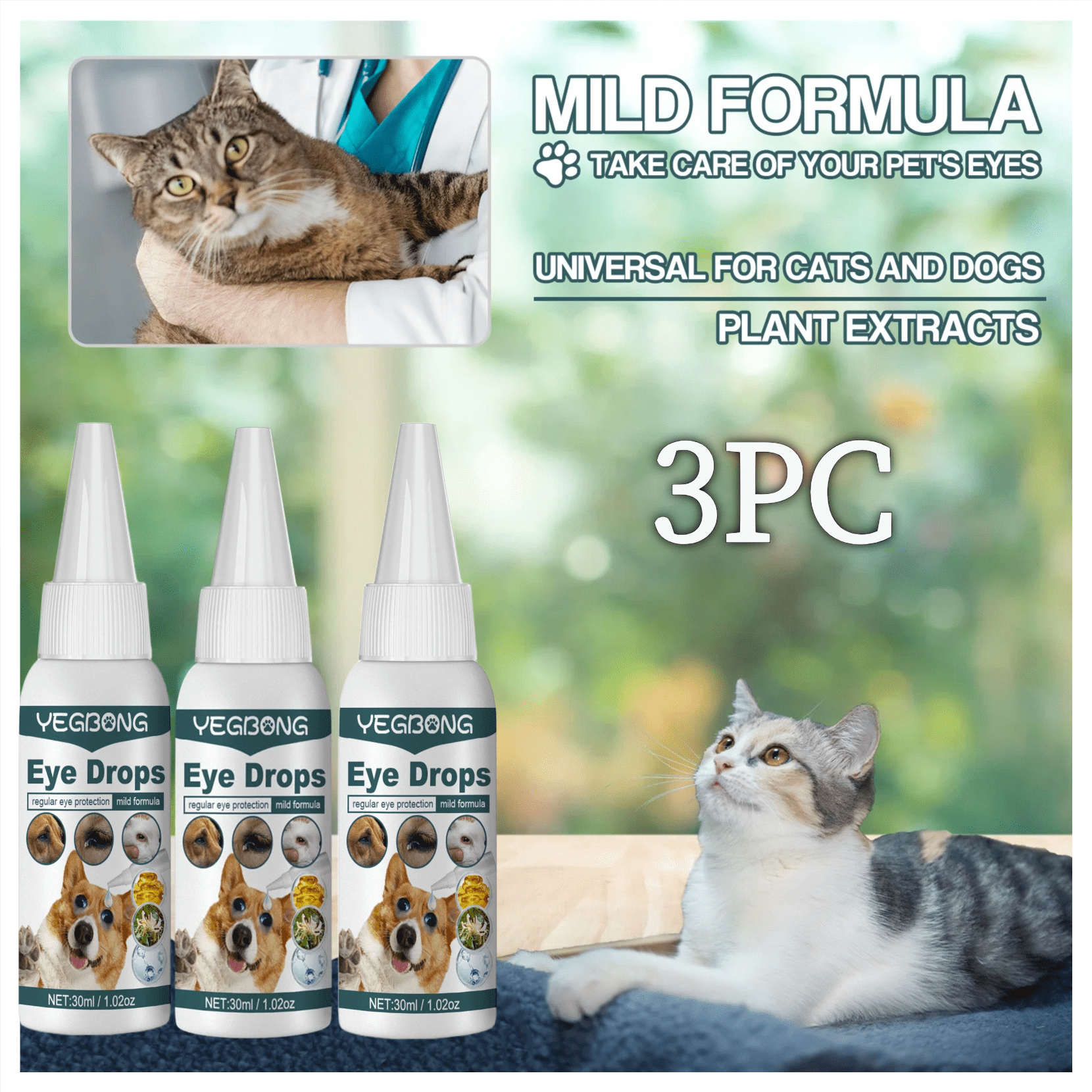 3 Pack Dogs Eye Drops, Dogs Eye Infection Treatment, Relieve Red Eyes ...