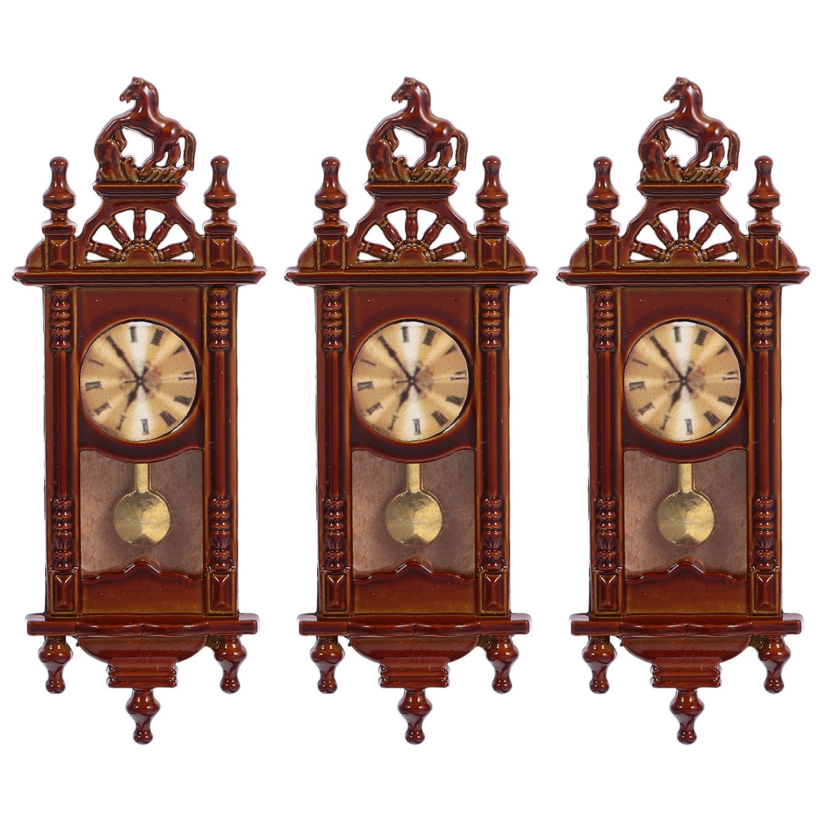 OFFIGAM Square Mini Pendulum Clock Dark Red 3Pcs 2.4x0.9x0.5in ...