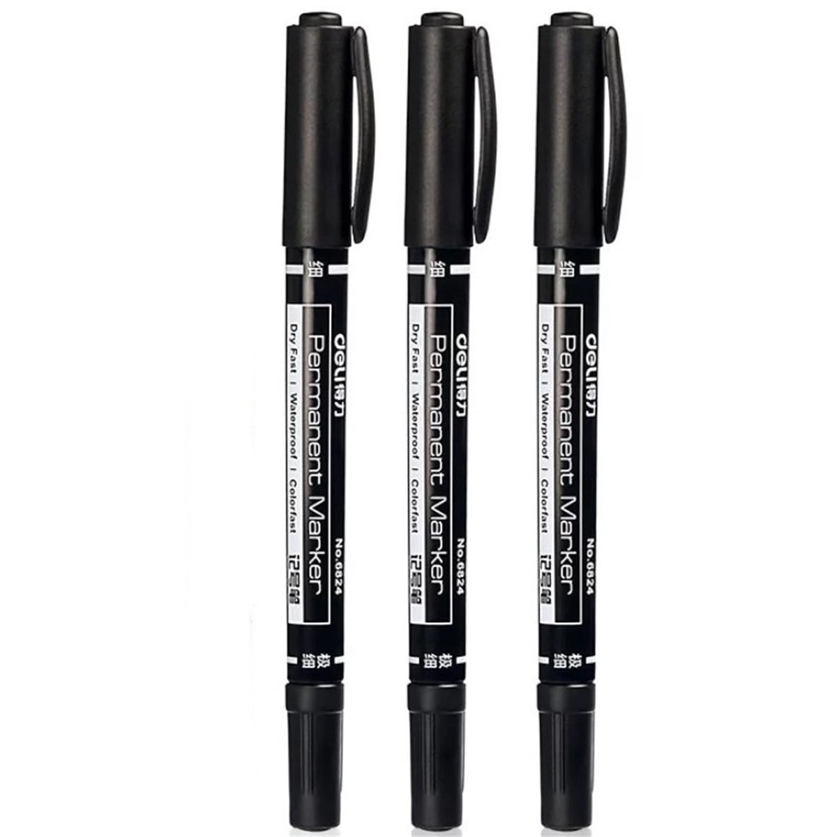 3 Pack Double-Headed Marker Pen,Black Drawing and Depict Line Pen ...