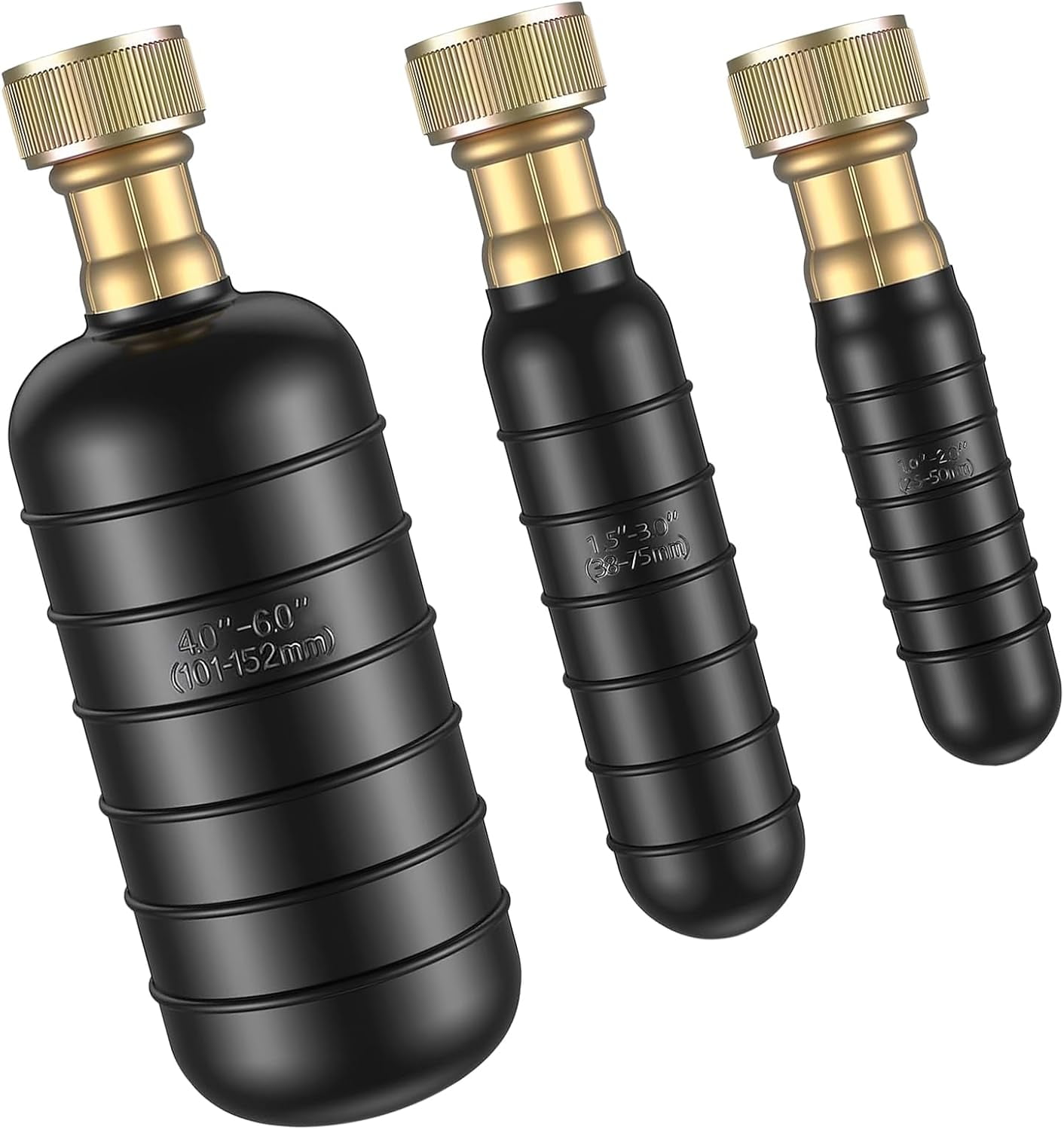 3 Pack Drain Bladder Kit – Drain Cleaning Bladders Fits 1" to 6" Pipes ...