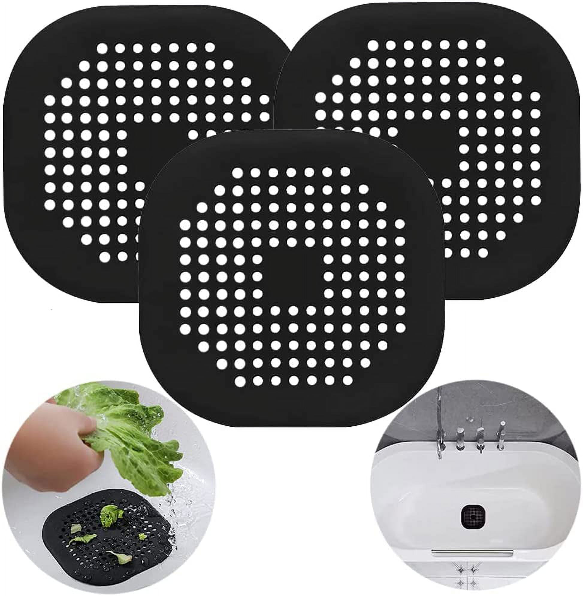 3 Pack Drain Cover Hair Catcher Pad, Silicone Tube Trap Shower with ...