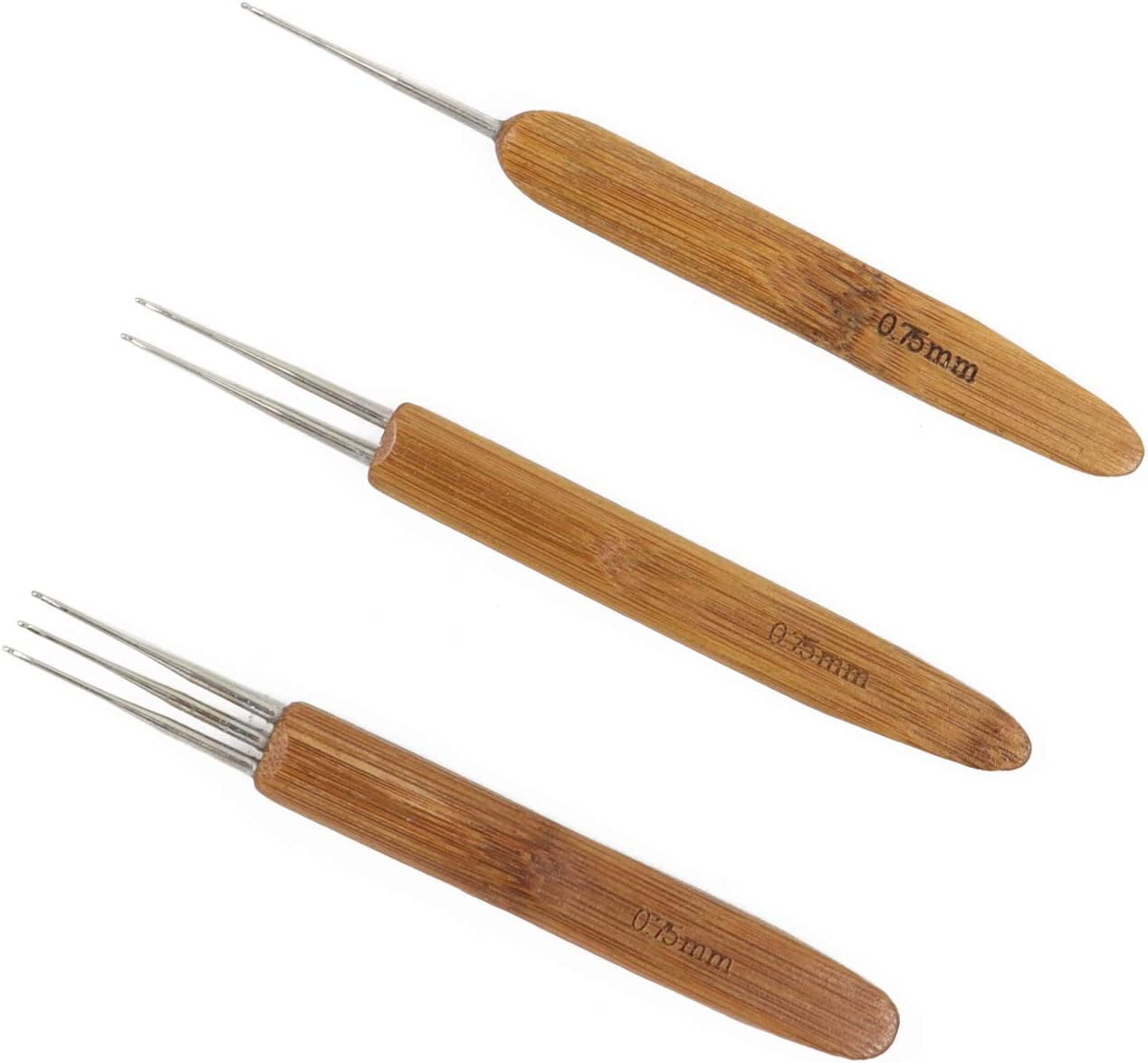 3 Pack Dreadlock Crochet Hook Bamboo Hair Weaving Dread Crochet Needle ...