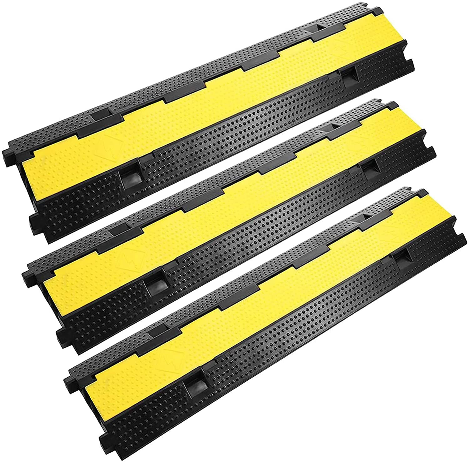 3 Pack Dual Channel Rubber Cable Protector Ramp 2 Channel Traffic Speed ...