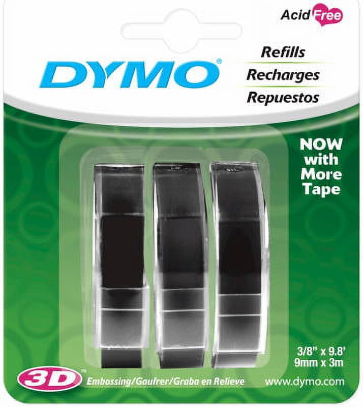 3 Pack Dymo Embossing Tape Refill Black 3/8" x 10' Fits True Valu, Each ...
