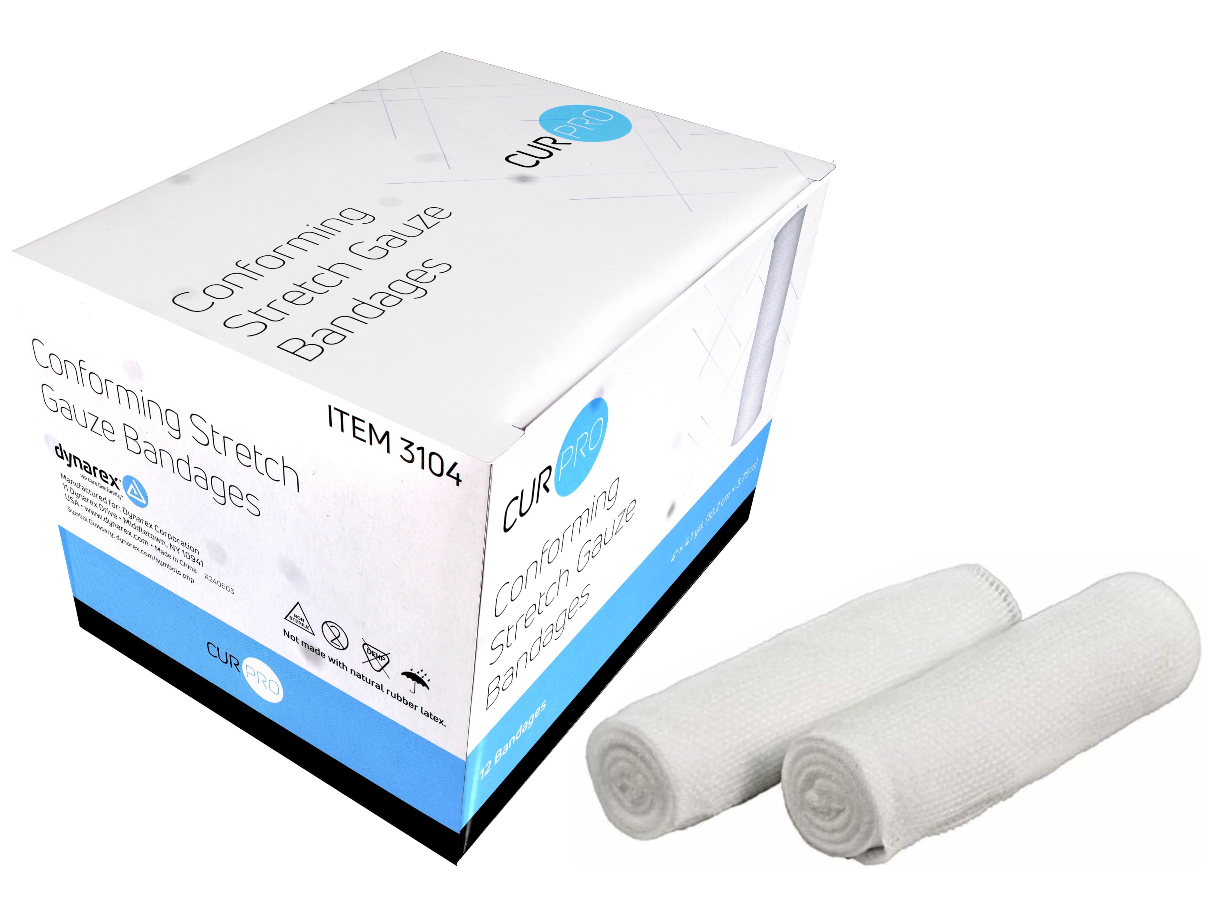 3 Box CONFORMING STRETCH GAUZE 4" ROLL NON STERILE BANDAGE 36 ROLLS ...