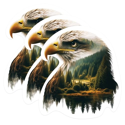 (3 Pack) Eagle Forest Decals - Bird of Prey Art - Wilderness Landscape ...