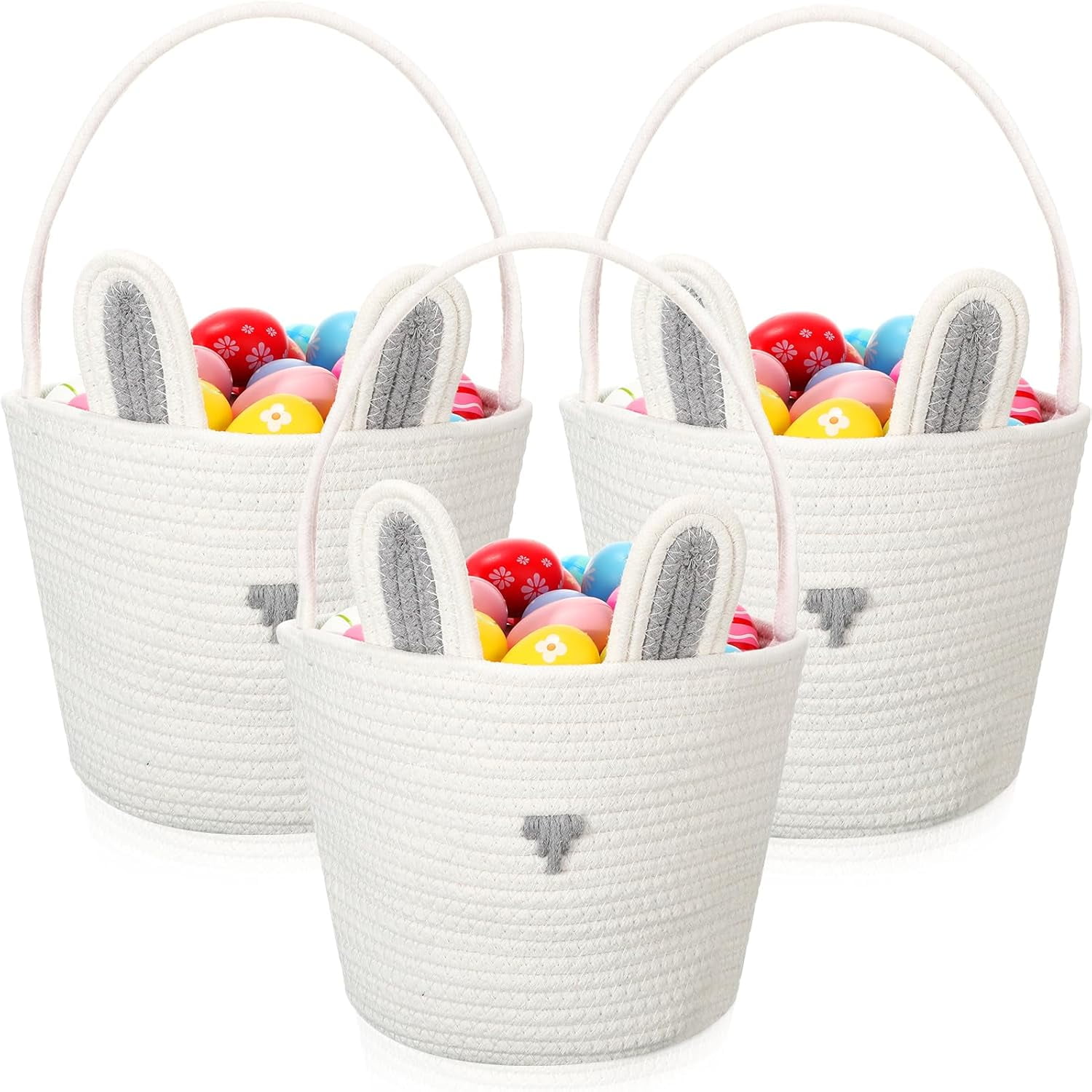 3 Pack Easter Baskets Easter Eggs Basket Bunny Basket with Rabbit Ears ...