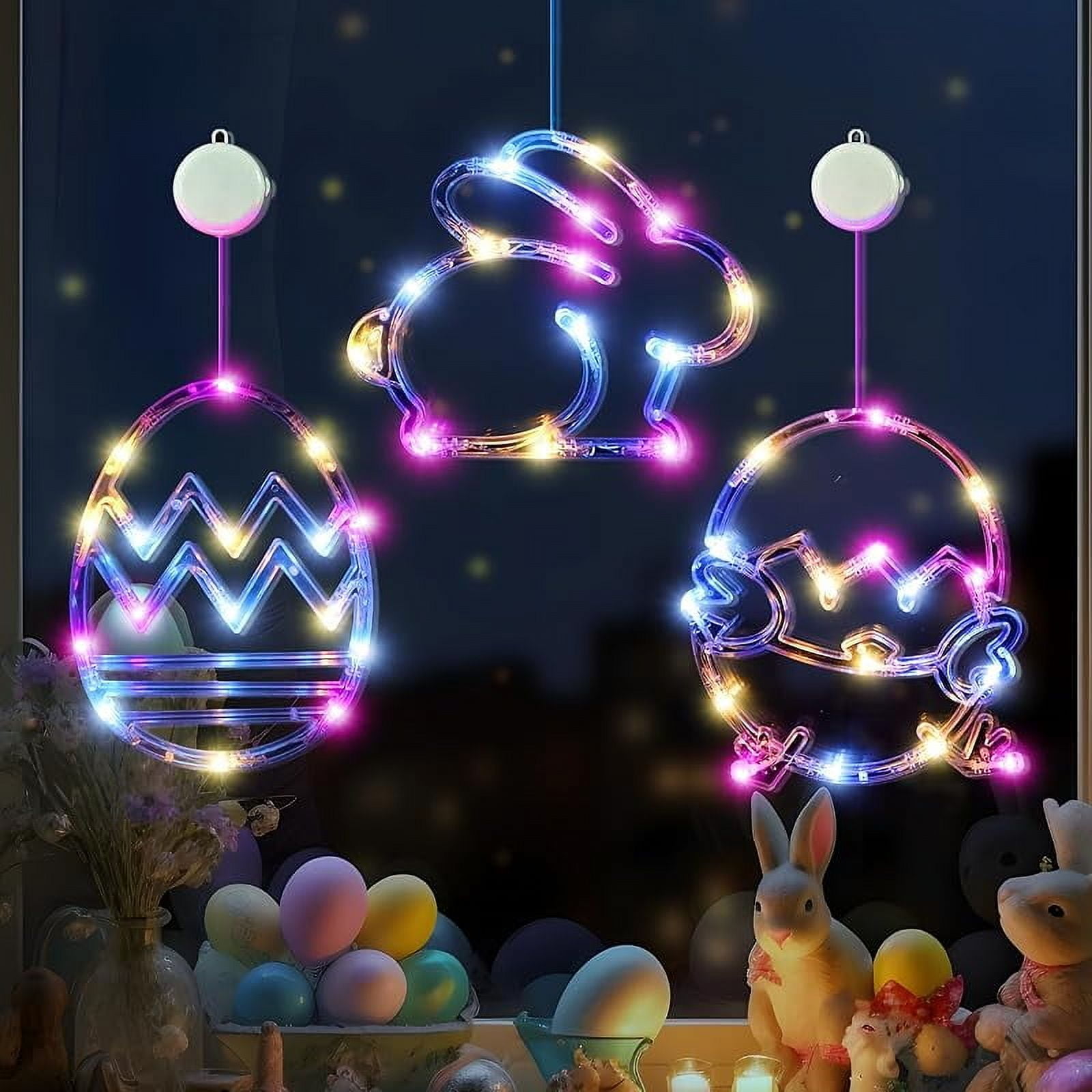 3 Pack Easter Window Lights, Easter Chick, Truck, Tulips Battery ...