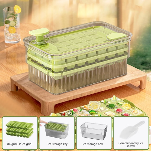 3-Pack Easy Release Ice Cube Tray with Lid and Bin, 84-Cube Plastic Ice ...