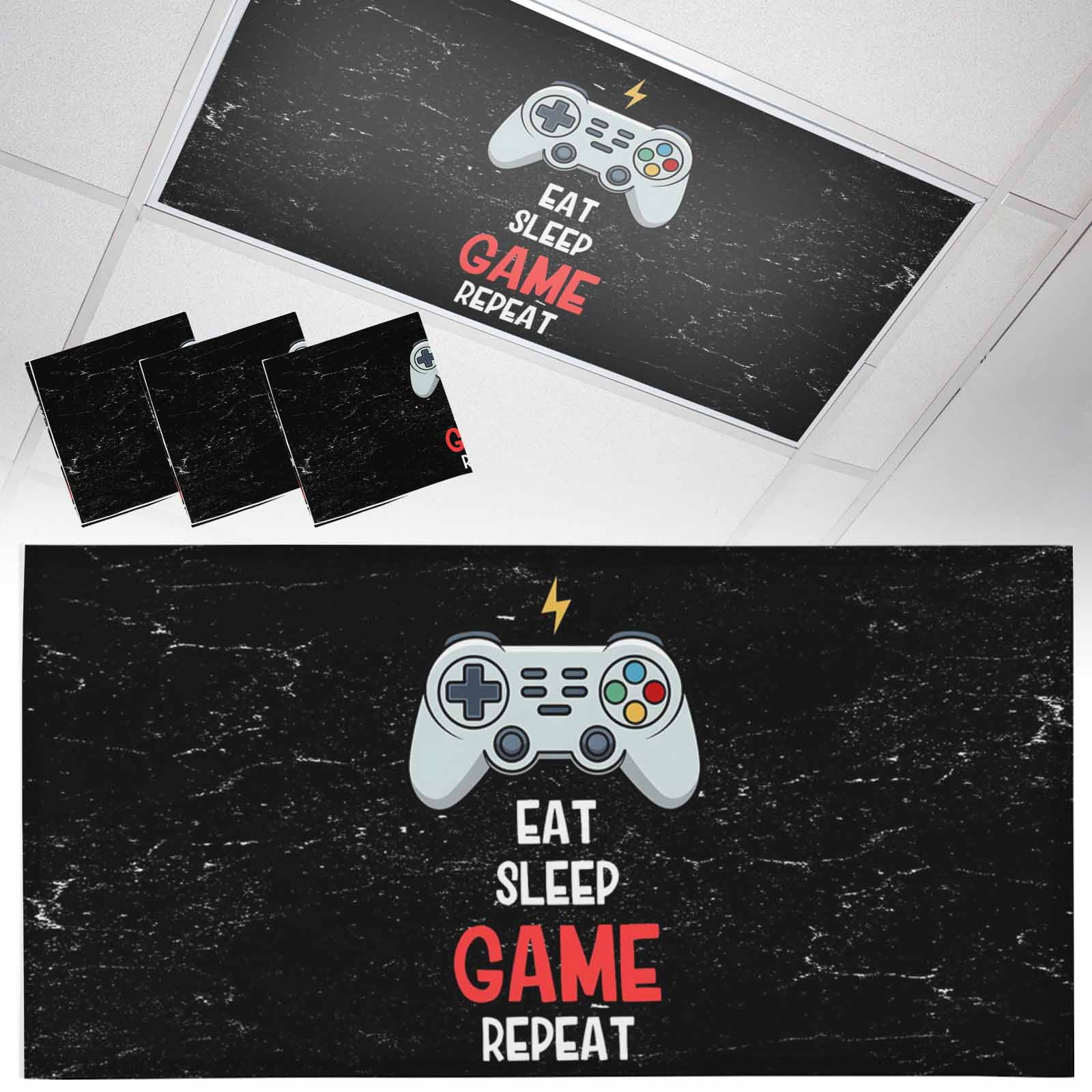 3 Pack Eat Sleep Game Repeat Fluorescent Light Covers for Ceiling ...