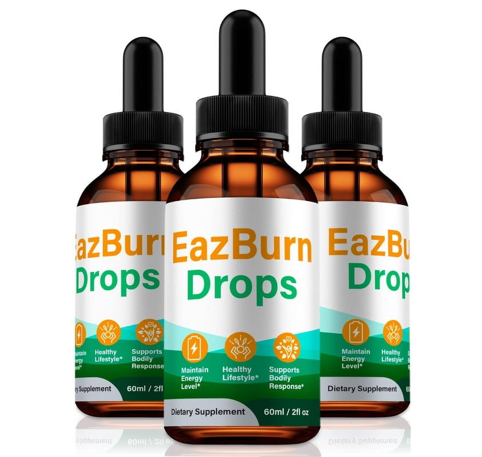 (3 Pack) EazBurn Drops, Eaz Burn Liquid Dropper Formula - Naturally Supports Healthy Circulation ...
