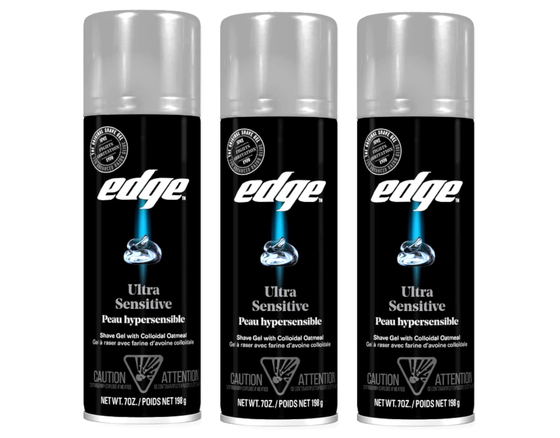 EDGE Ultra Sensitive Shave Gel, 7 oz, 3 Pack, Formulated with Oatmeal ...