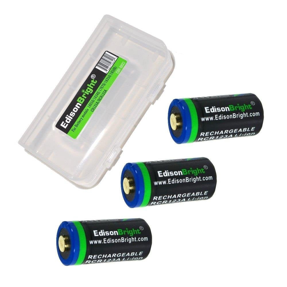 3 Pack EdisonBright RCR123A 650mAh 3.7v rechargeable protected EBR65 li ...