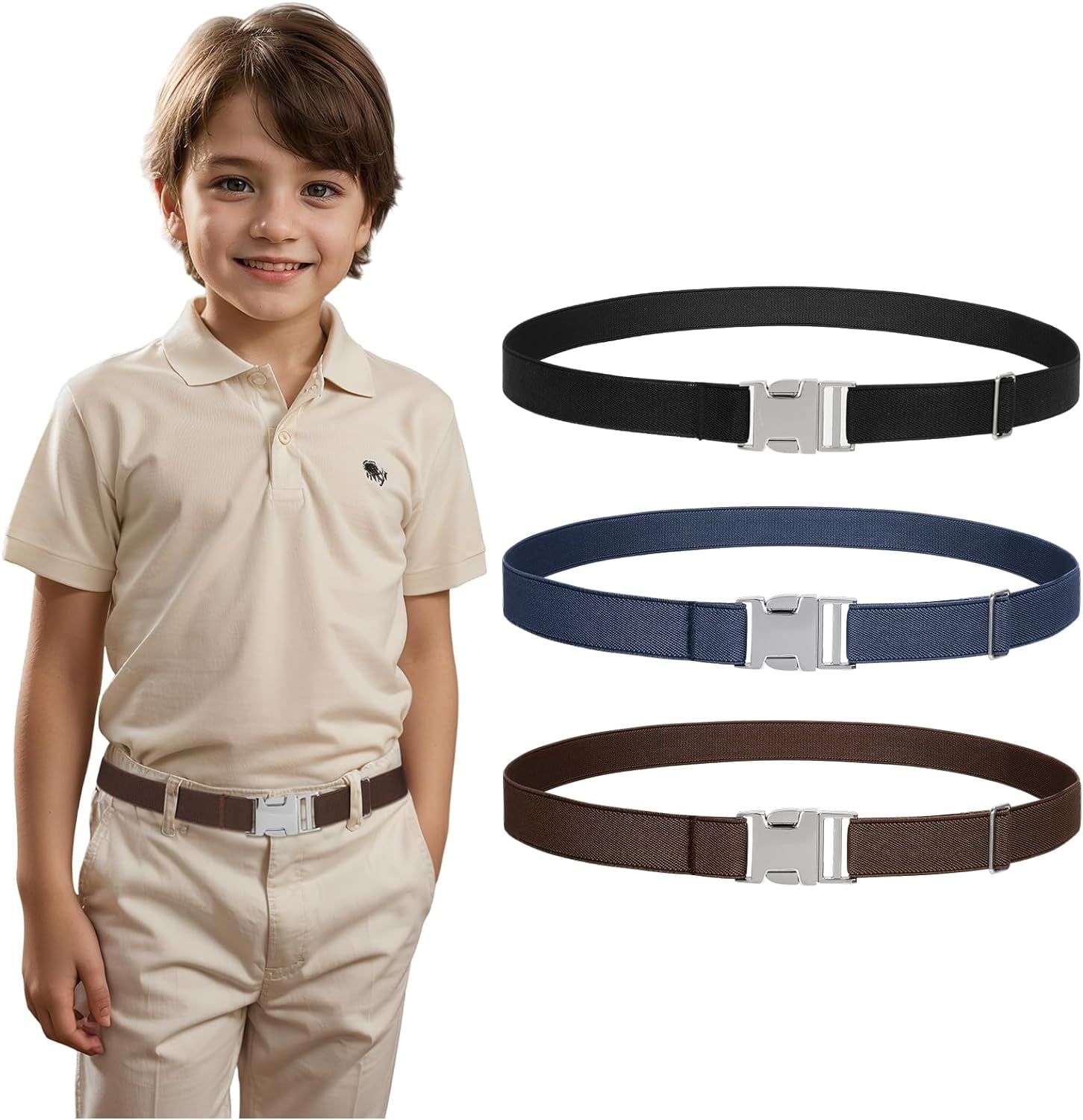 3 Pack Elastic Stretch Belts Kids Toddler Belt Adjustable Uniform Belt ...