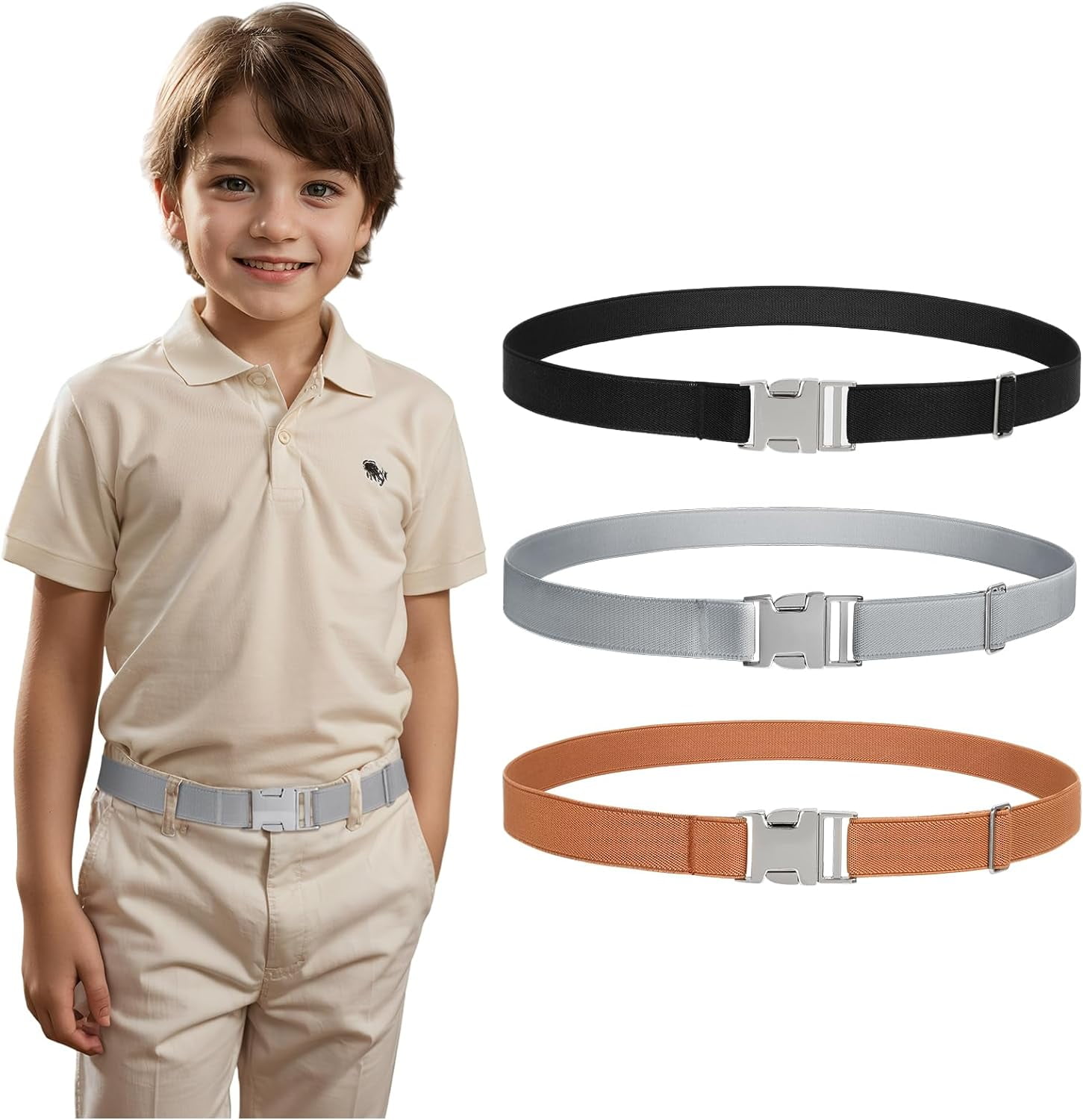 3 Pack Elastic Stretch Belts Kids Toddler Belt Adjustable Uniform Belt ...