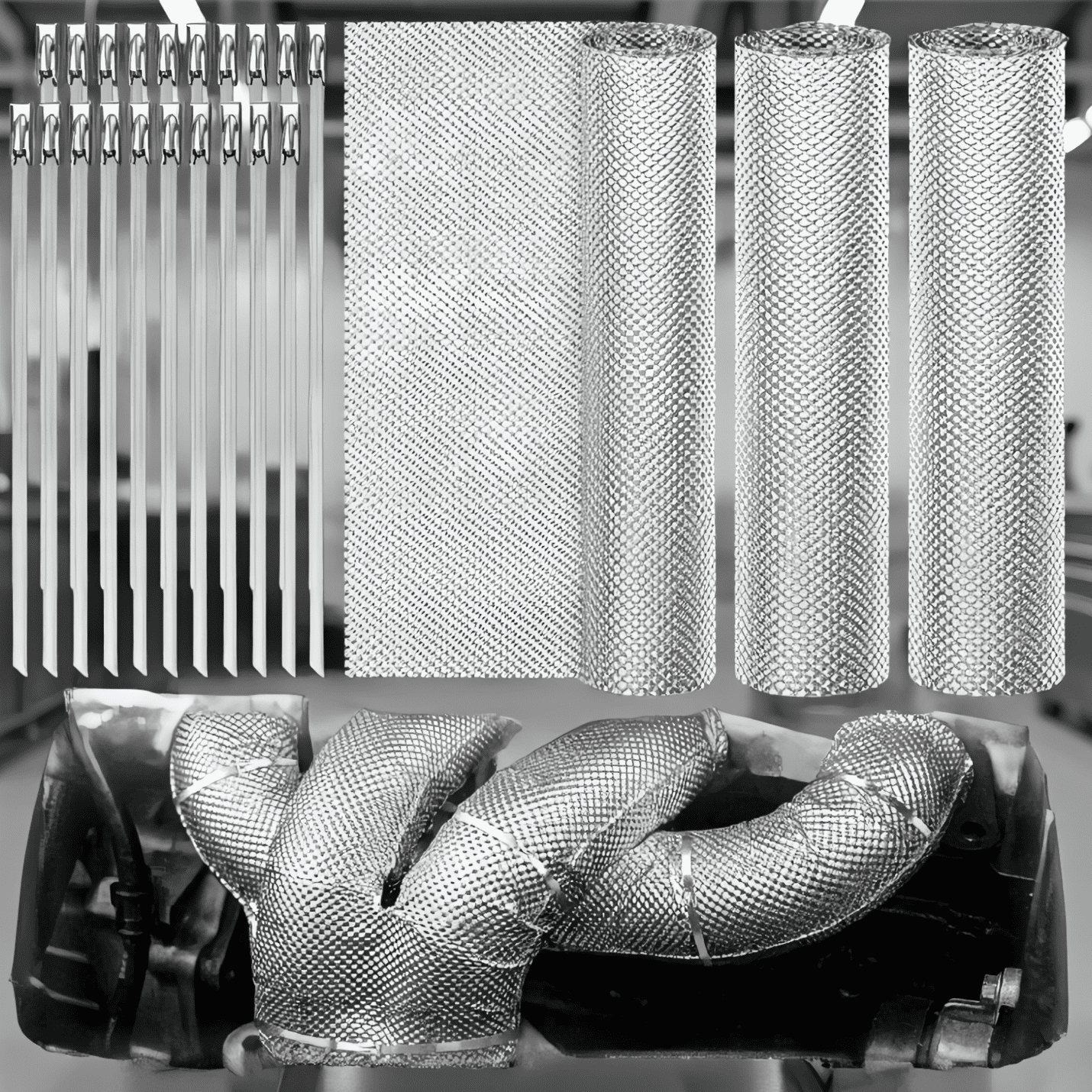 3 Pack Embossed Aluminum Exhaust Heat Shield 12