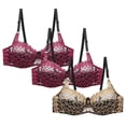 3-Pack Embroidered Lace Underwire Bras for Women Summer Thin Full ...