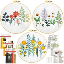 3 Pack Embroidery Kit for Beginners, Sewing Cross Stitch Starter Set ...