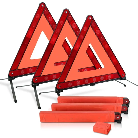 3 Pack Emergency Warning Triangles Reflective Roadside Safety Triangle ...