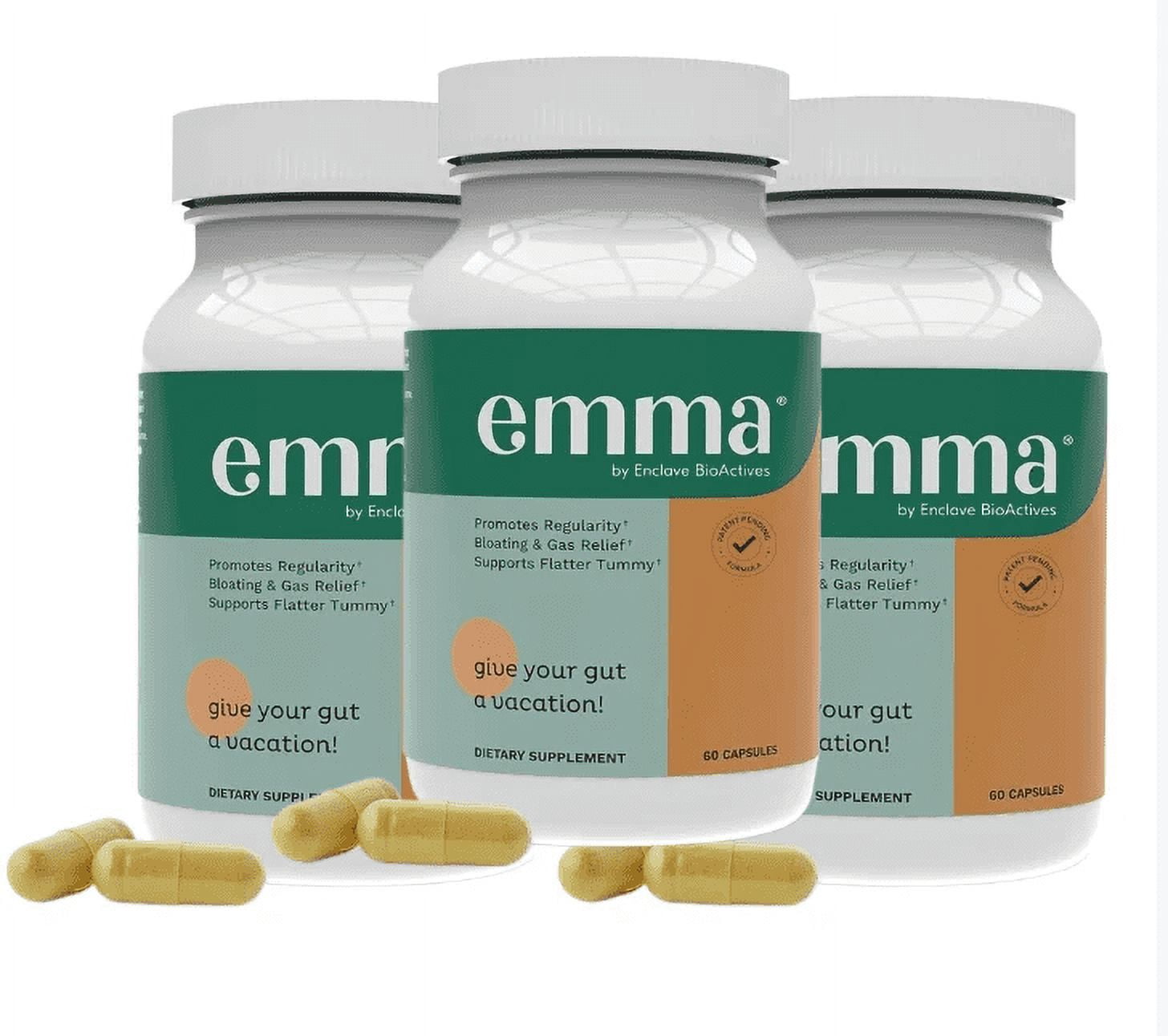 3 Pack Emma Digestive 180 Caps – Gut Repair, Constipation Relief, Gas ...