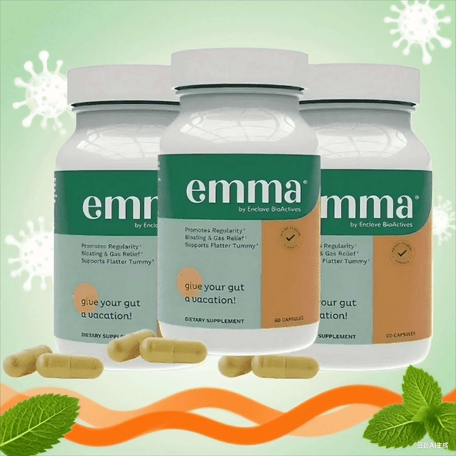 3-Pack Emma Keto Bloating Relief 60 Capsules – Each Pack Has Konsciens ...