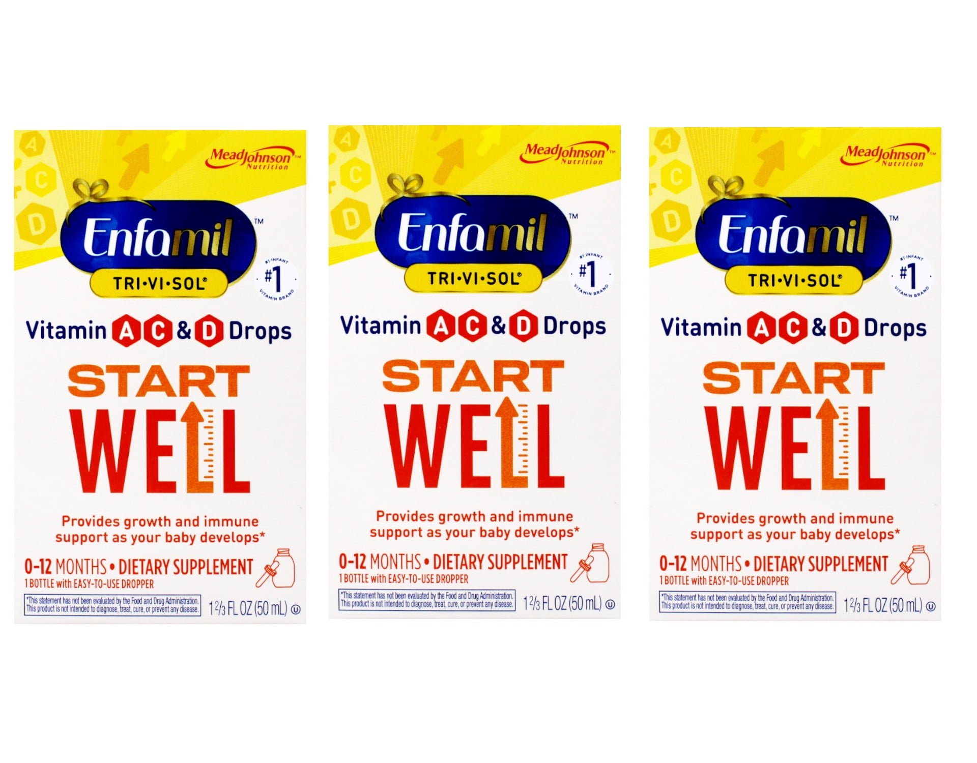 3 Pack - Enfamil Tri-Vi-Sol Vitamin Drops - 50 ML Each - Walmart.com