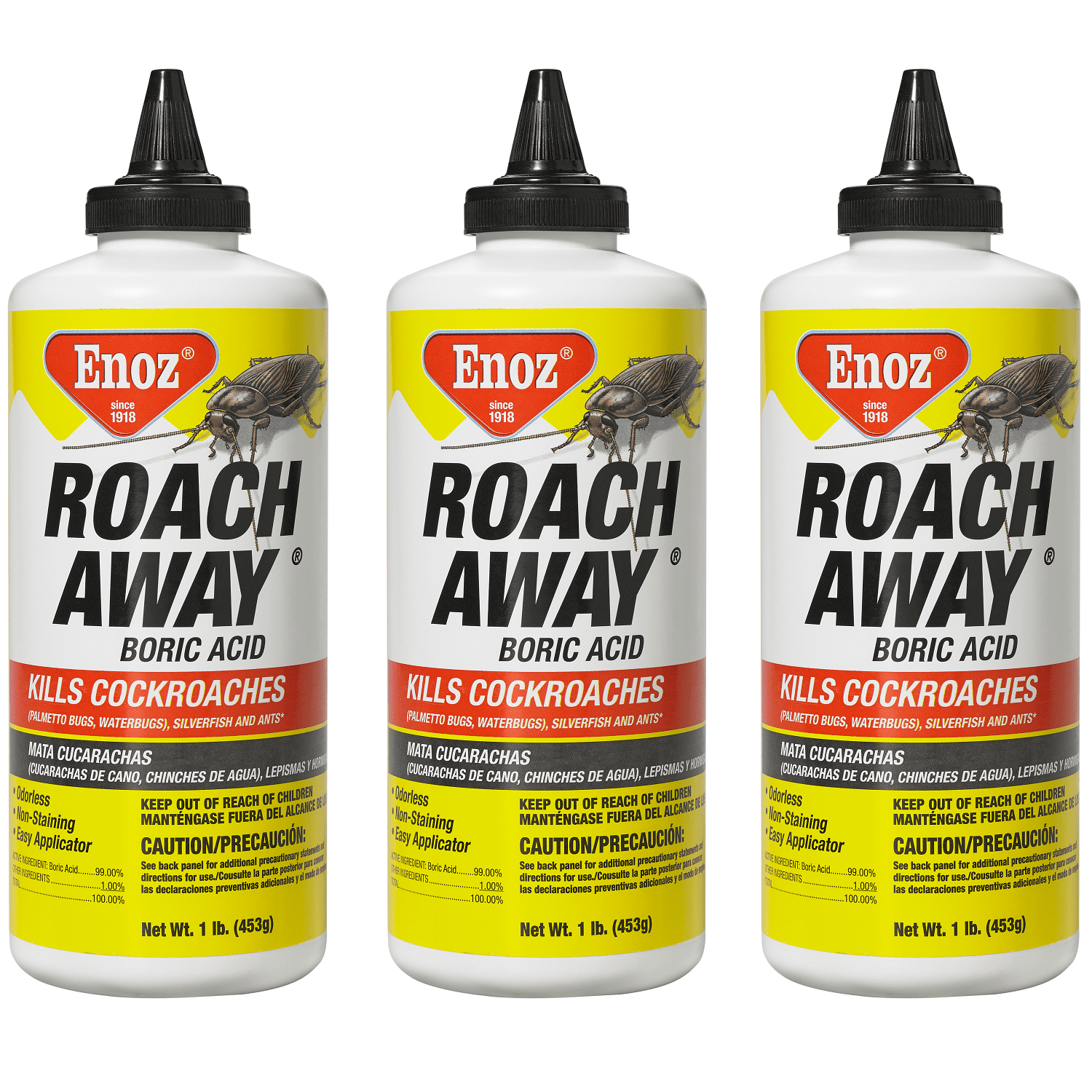(3 Pack) Enoz Indoor Roach Away Boric Acid, Ant & Pest Killer Powder, 1 ...