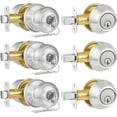 3 Pack Entry Door Lock and Single Cylinder Deadbolt Combo Set, Keyed ...