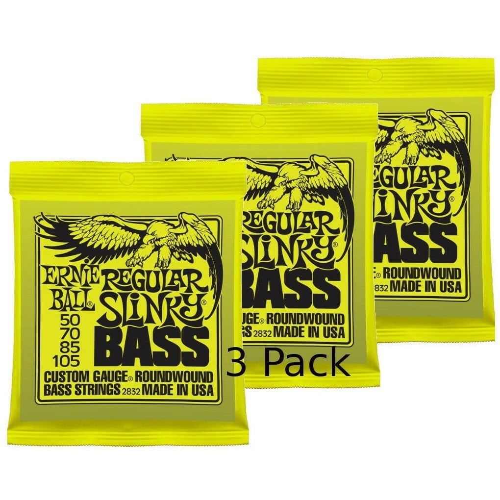 3 Pack Ernie Ball Bass Guitar Strings Regular Slinky Nickel Wound 2832 ...