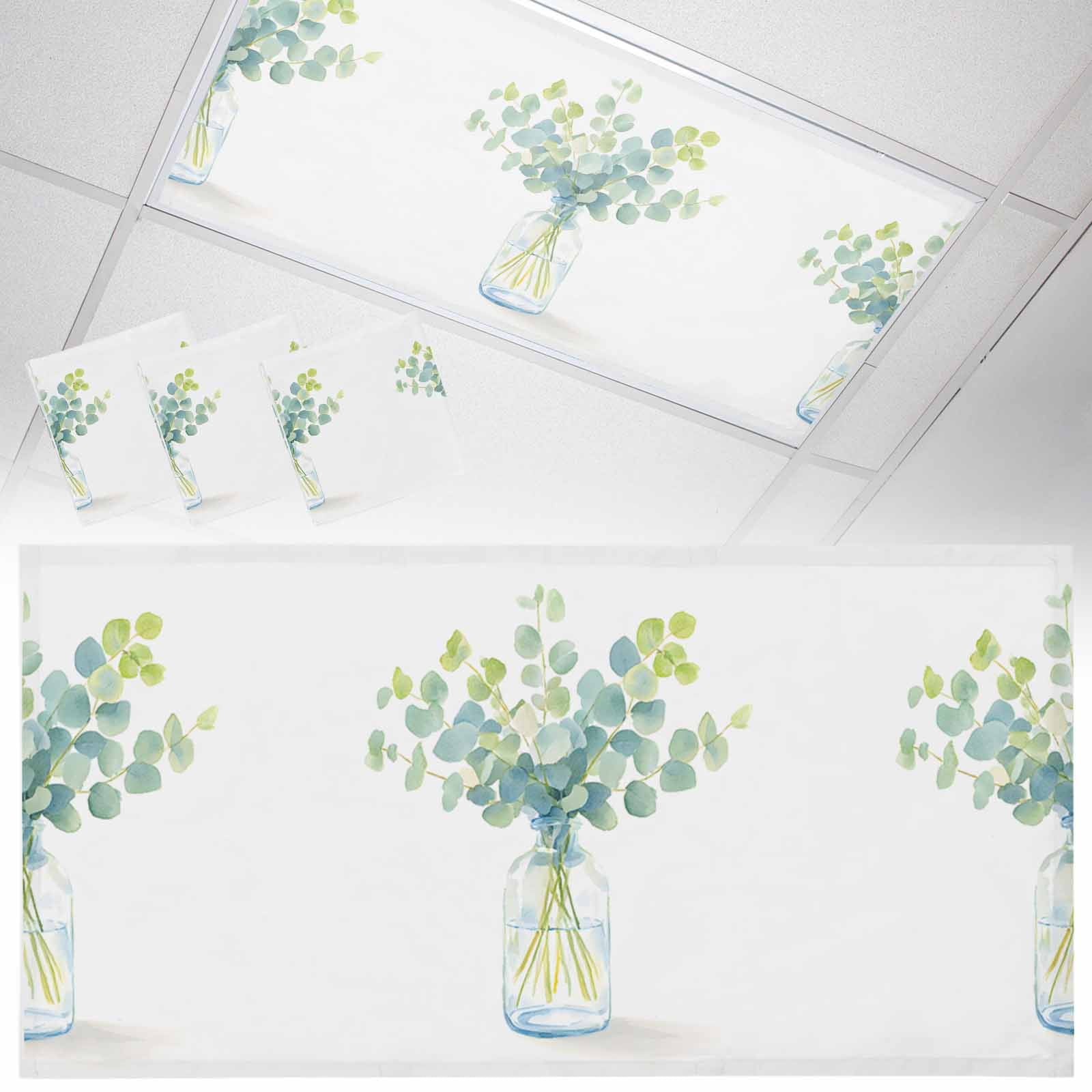 3 Pack Eucalyptus Leaf Fluorescent Light Covers for Ceiling Lights ...