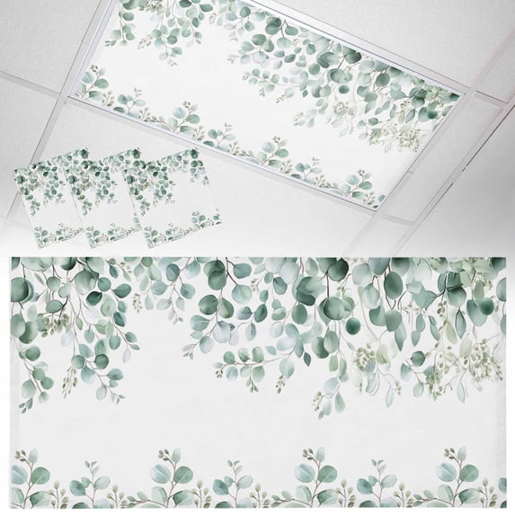 3 Pack Eucalyptus Leaves Fluorescent Light Covers for Ceiling Lights ...