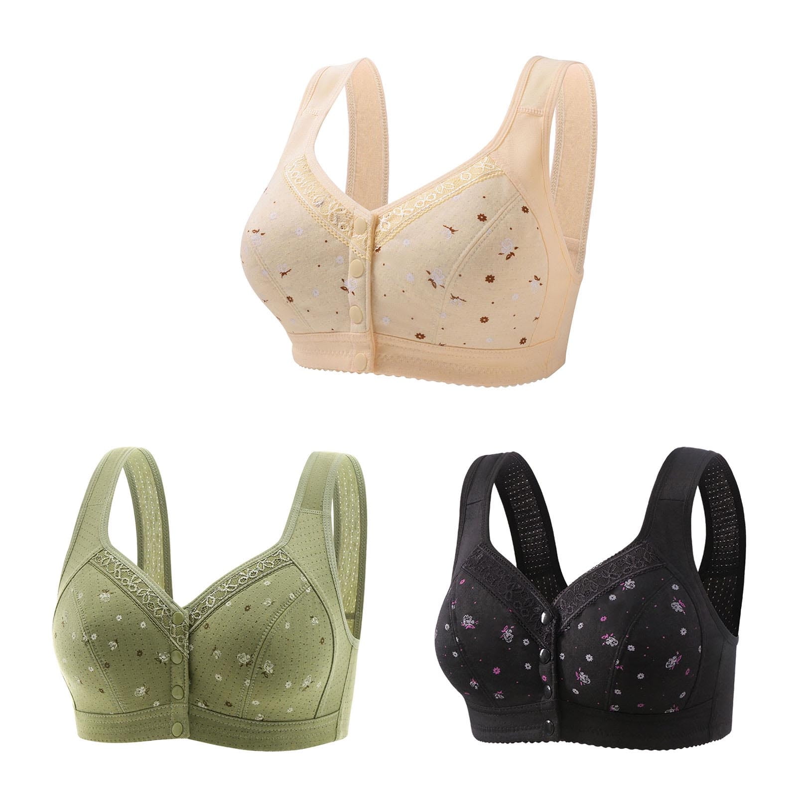 3 Pack Everyday Sleep Bras - Nature Cotton Soft Cup Wireless Front ...