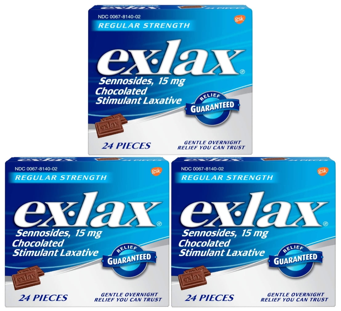Ex-Lax Sennosides Chocolated Stimulant Laxative for Adults, Pack of 3 ...