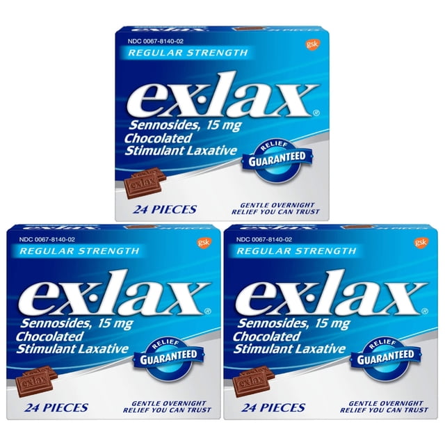Ex-Lax Sennosides Chocolated Stimulant Laxative for Adults, Pack of 3 ...
