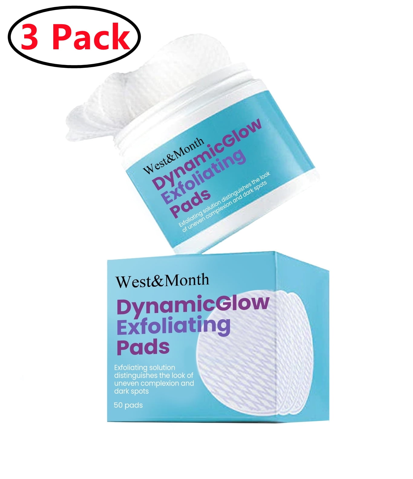 3 Pack Exfoliating Acne Pads - Maximum Strength Acne Wipes for Face ...