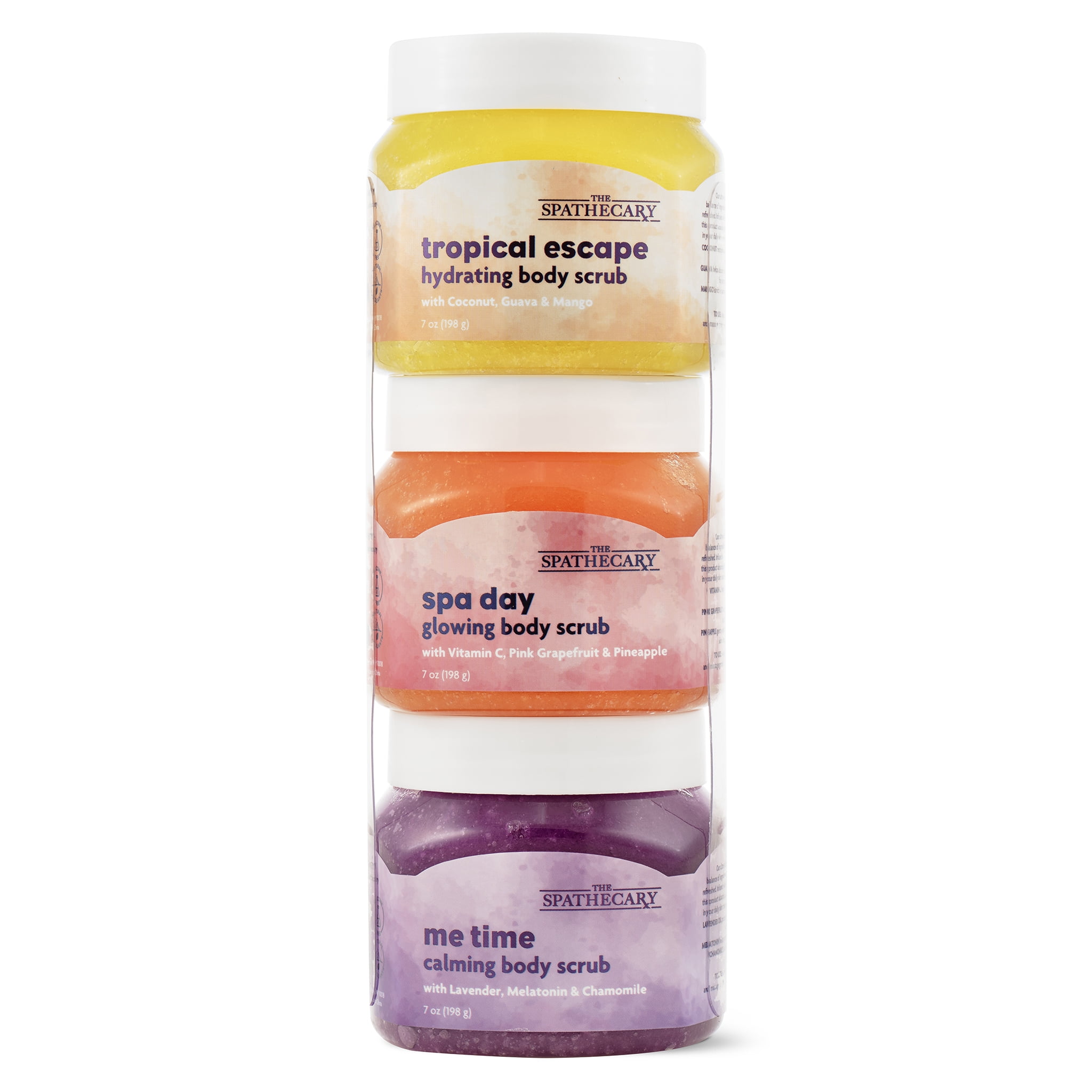 3 Pack Exfoliating Body Scrub Set - Tropical Escape, Spa Day & Me Time ...