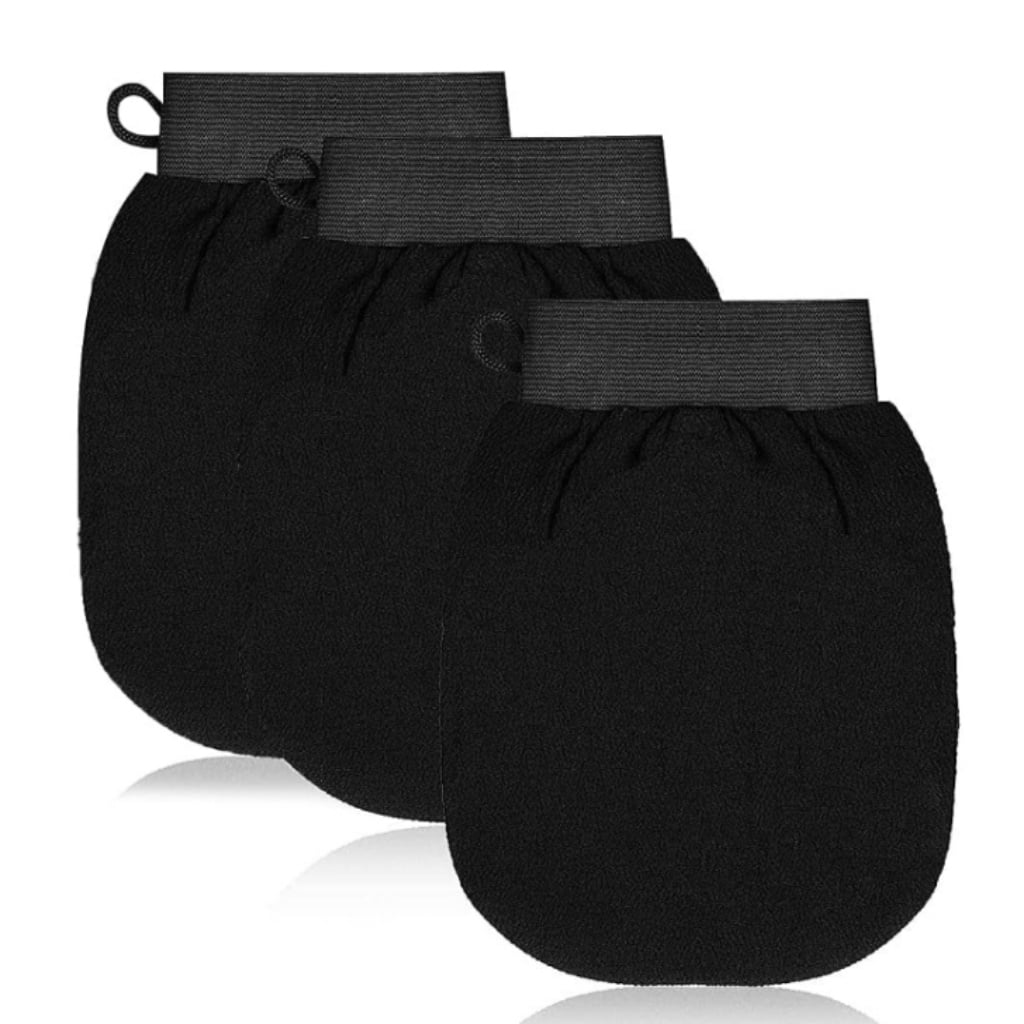 3 Pack Exfoliating Gloves for Body & Face - Dual-Sided Bath Mitts with ...