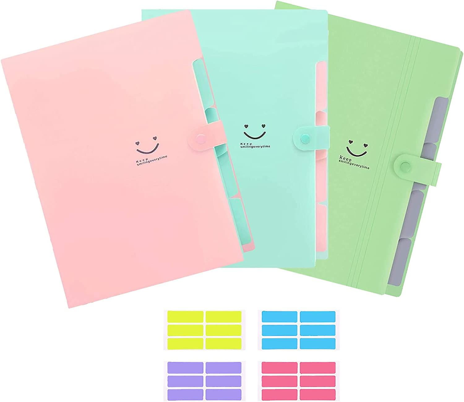 3 Pack Expanding Folder/Accordion File Organizer With Labels, A4 ...