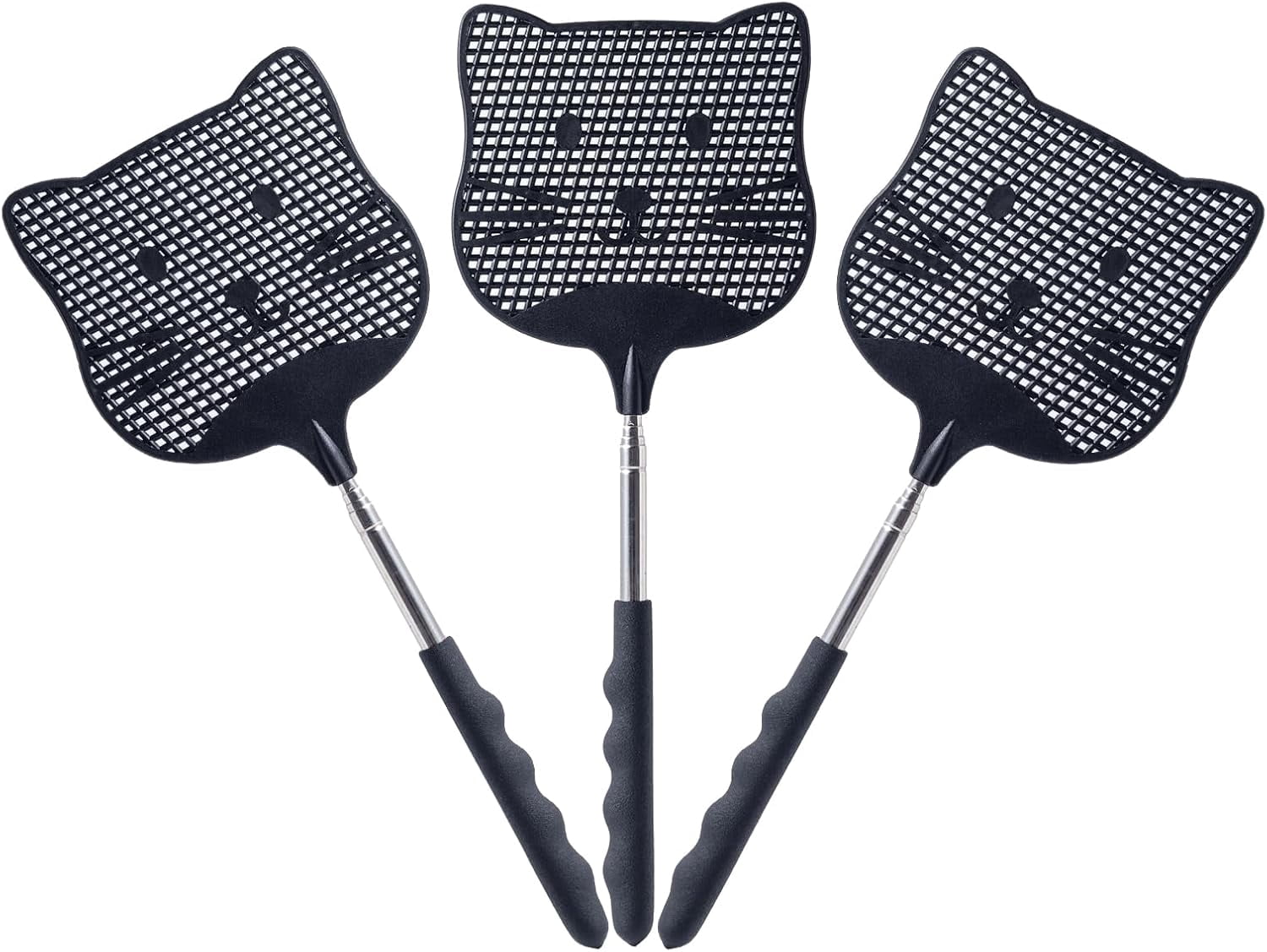 3 Pack Extendable Fly Swatter, 25 inch Long Handle Flyswatters, Plastic ...