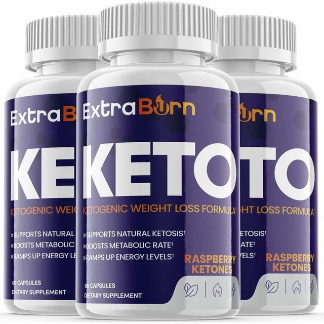 Extra Burn Keto - 3 Pack Weight Loss, Energy & Focus Boosting Raspberry ...
