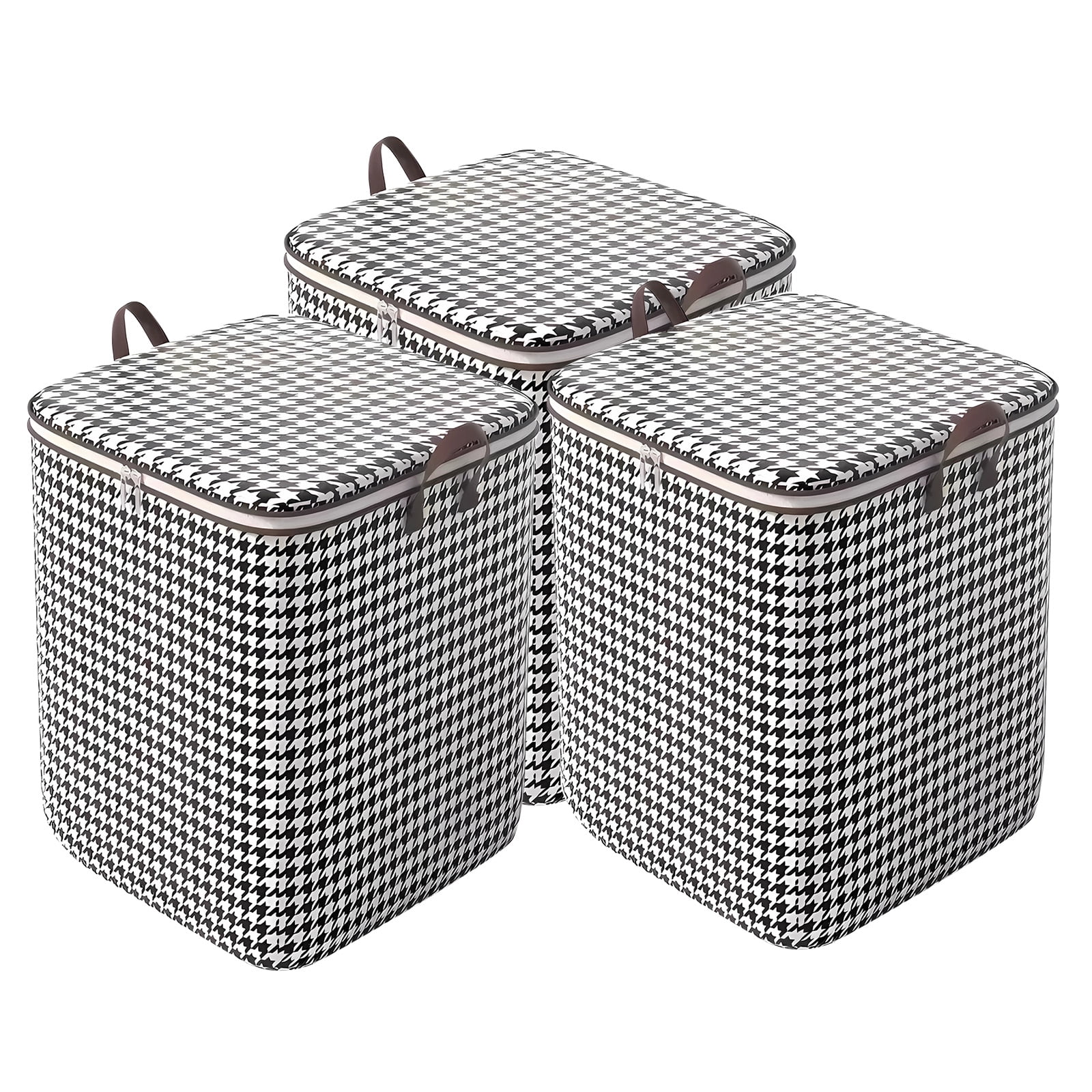 3 Pack Extra Large 180L Houndstooth Storage Containers, 3 Layer Fabric ...