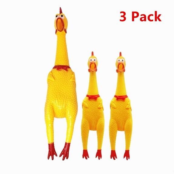 3 Pack Extra Large Big Screaming Chicken Toy Rubber Squawking Squeeze ...