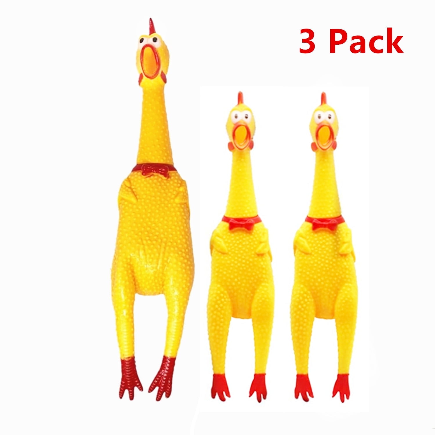 3 Pack Extra Large Big Screaming Chicken Toy Rubber Squawking Squeeze ...