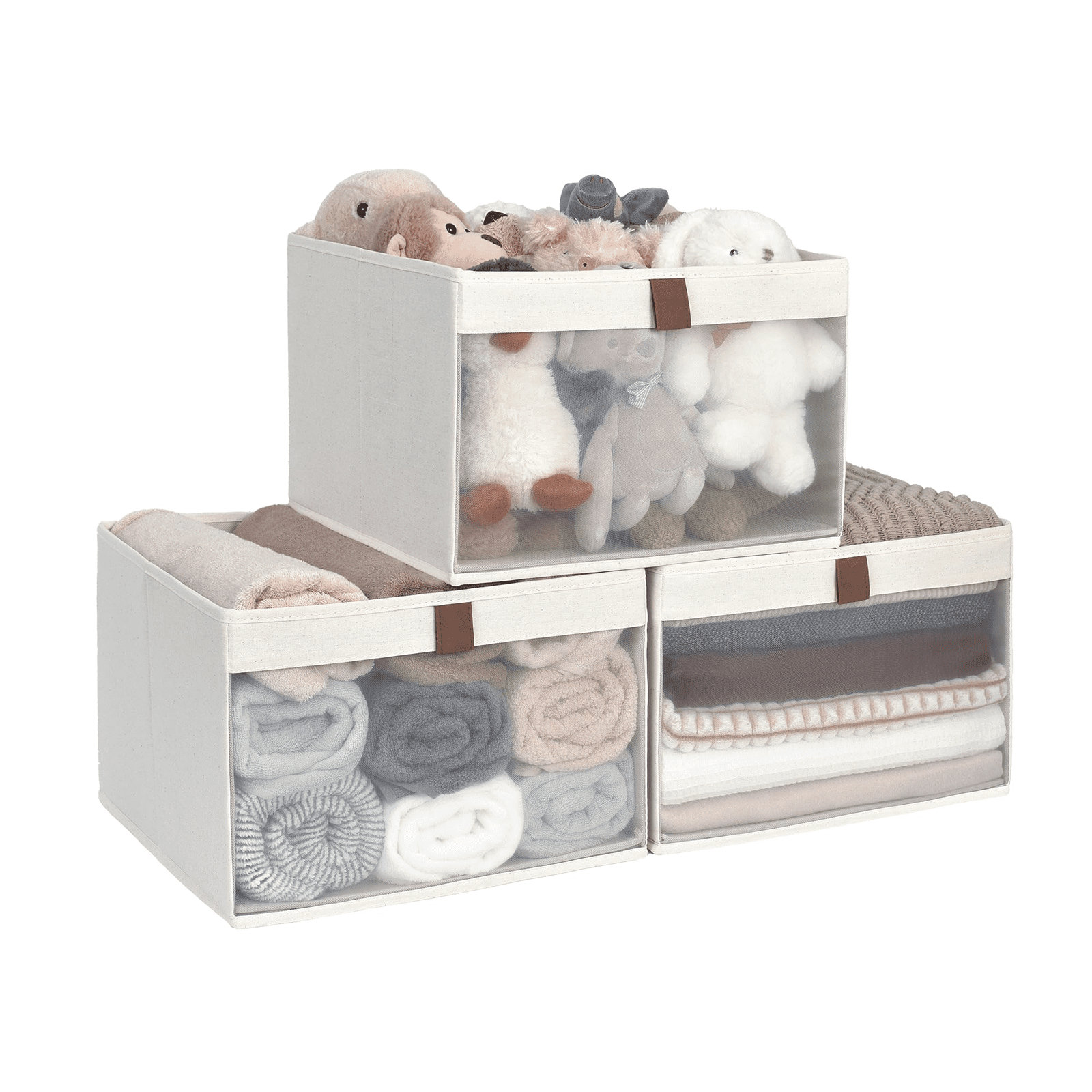 3-Pack Extra Large Fabric Closet Storage Bins,Clear Window for Easy ...
