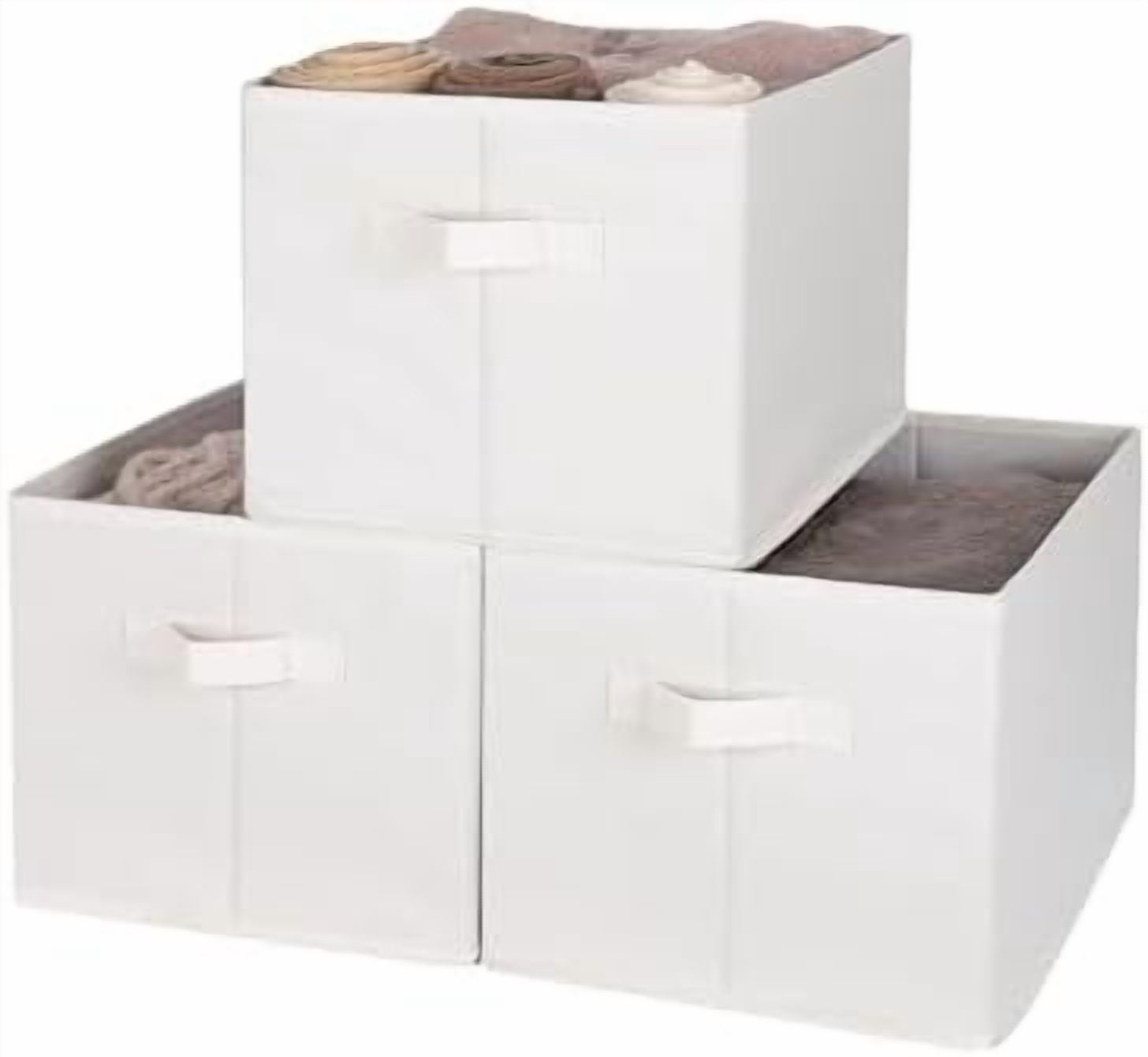 3 Pack Extra Large Fabric Storage Bins, Beige Foldable Closet Organizer ...