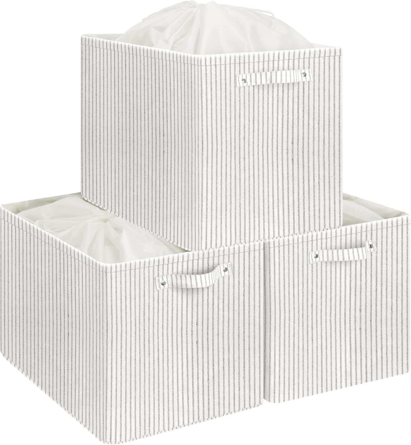 3 Pack Extra Large Fabric Storage Bins with Drawstring Closure, 87L ...