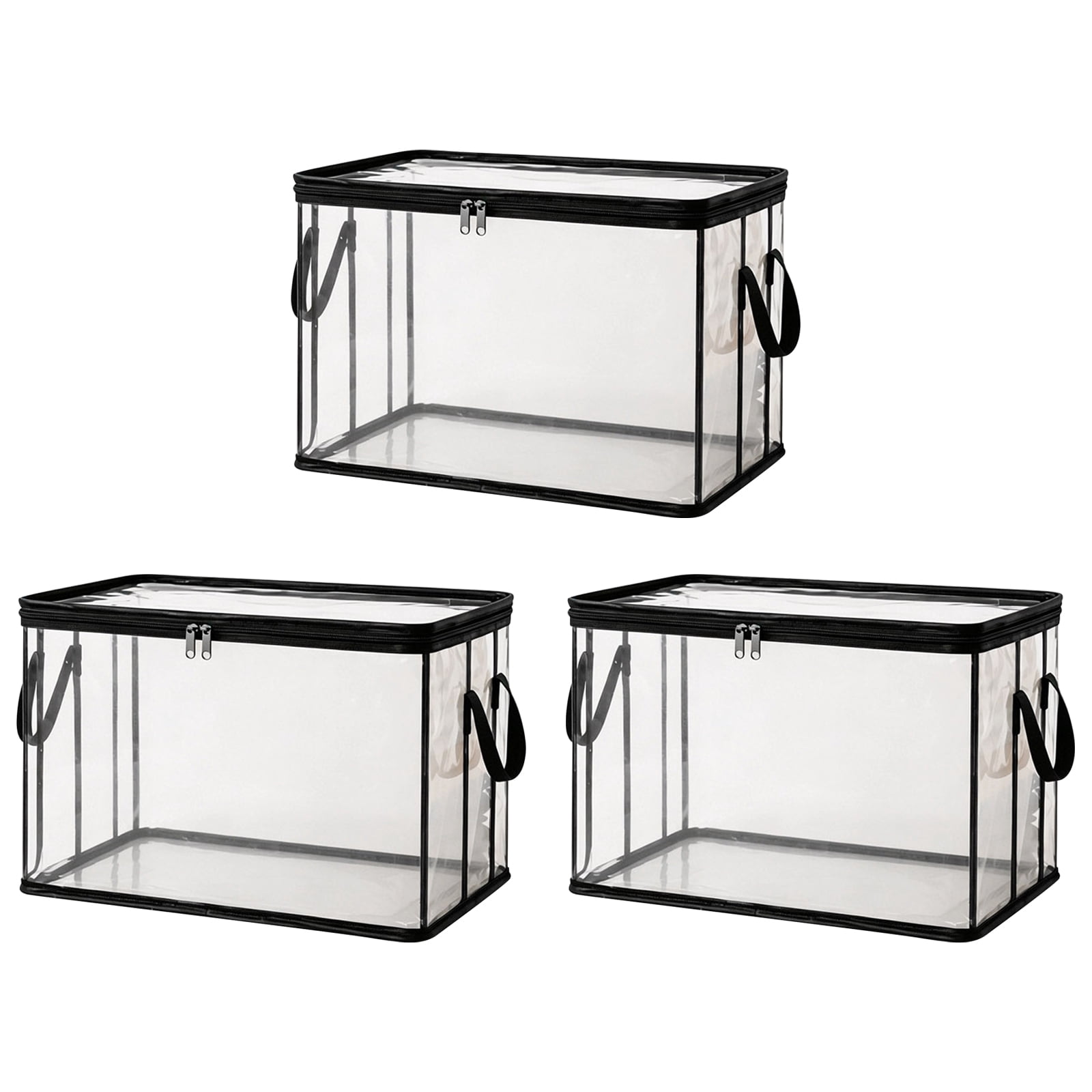3 Pack Extra Large Heavy Duty Moving Bags, Clear Storage Bins with Lids ...