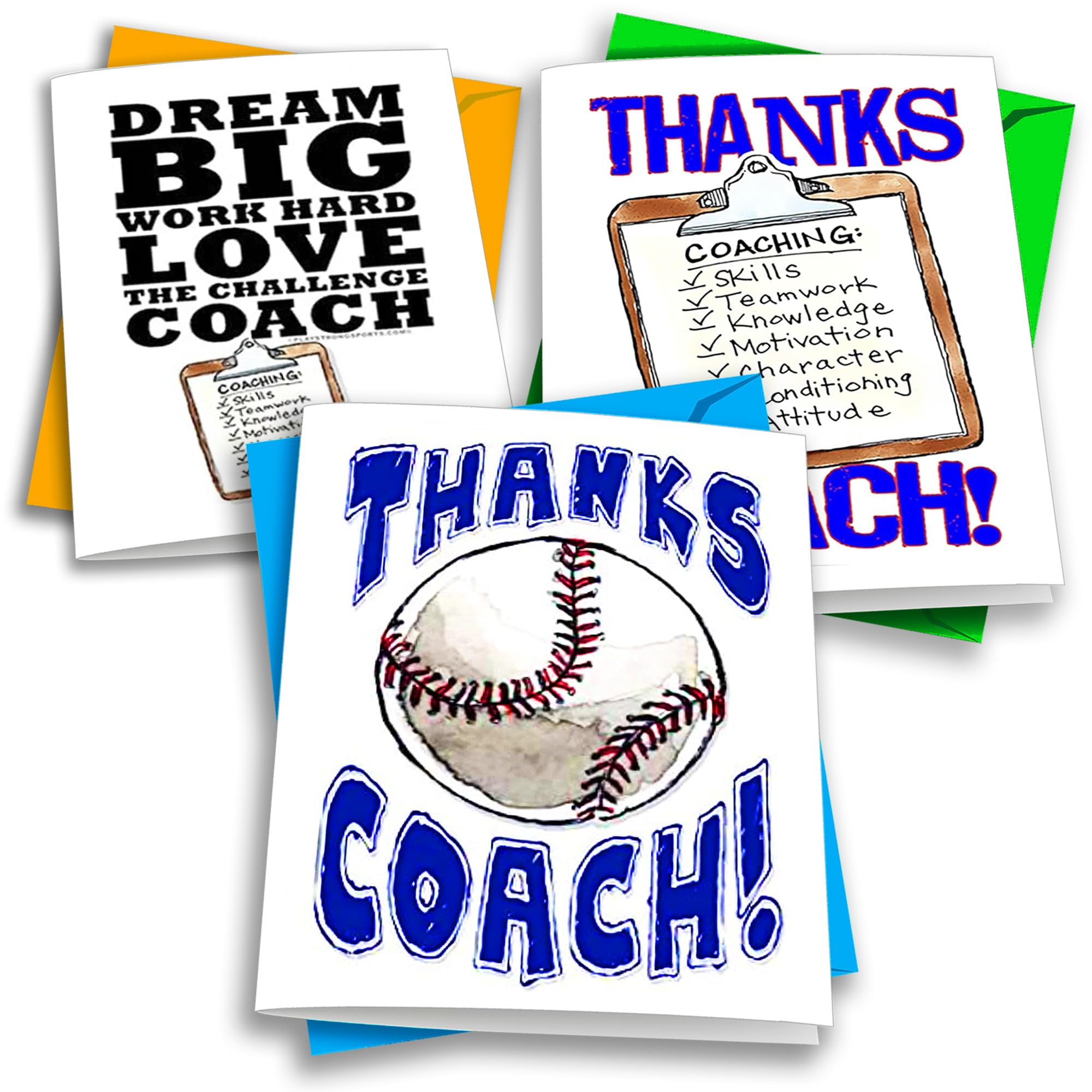 3-Pack Extraordinary Baseball Coaches (5x7) Thank You Greeting Cards Assorted Set for Baseball ...